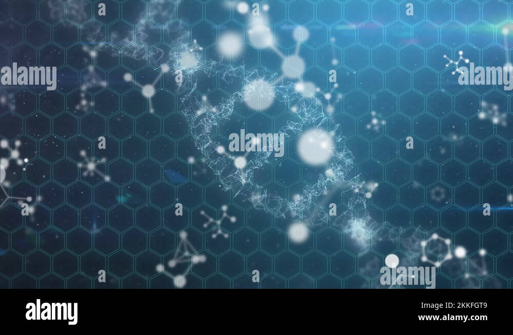 Animation of shapes floating dna strain spinning over a grid Stock ...