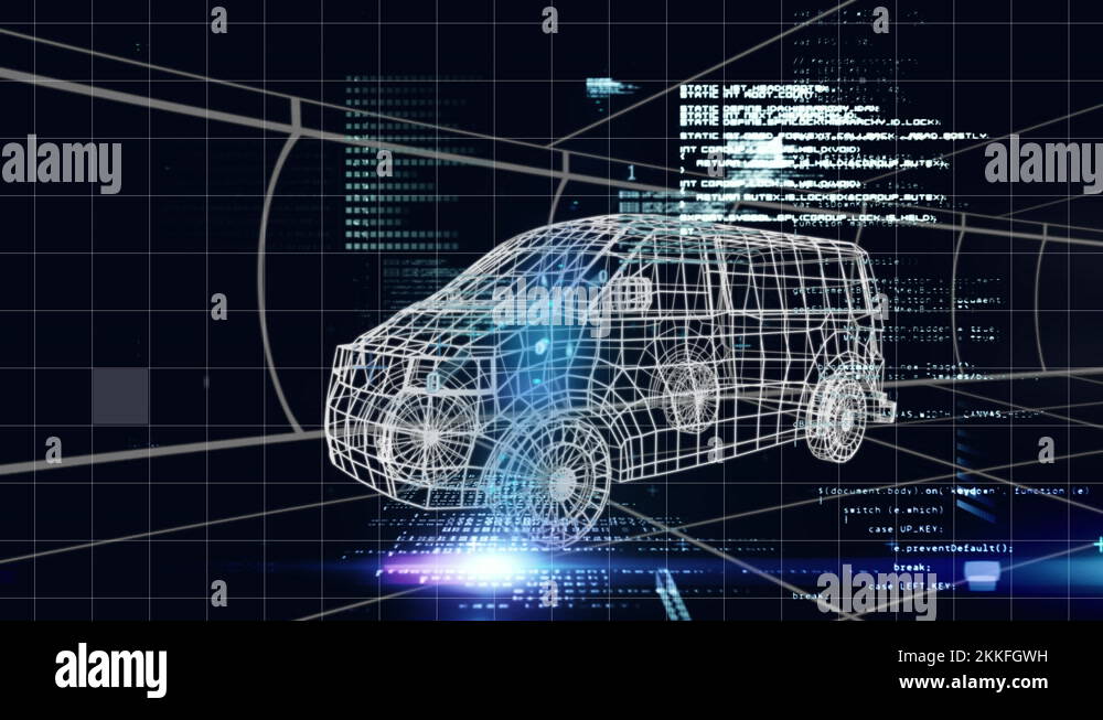 Animation of 3d model of a truck going through a tunnel with data and ...