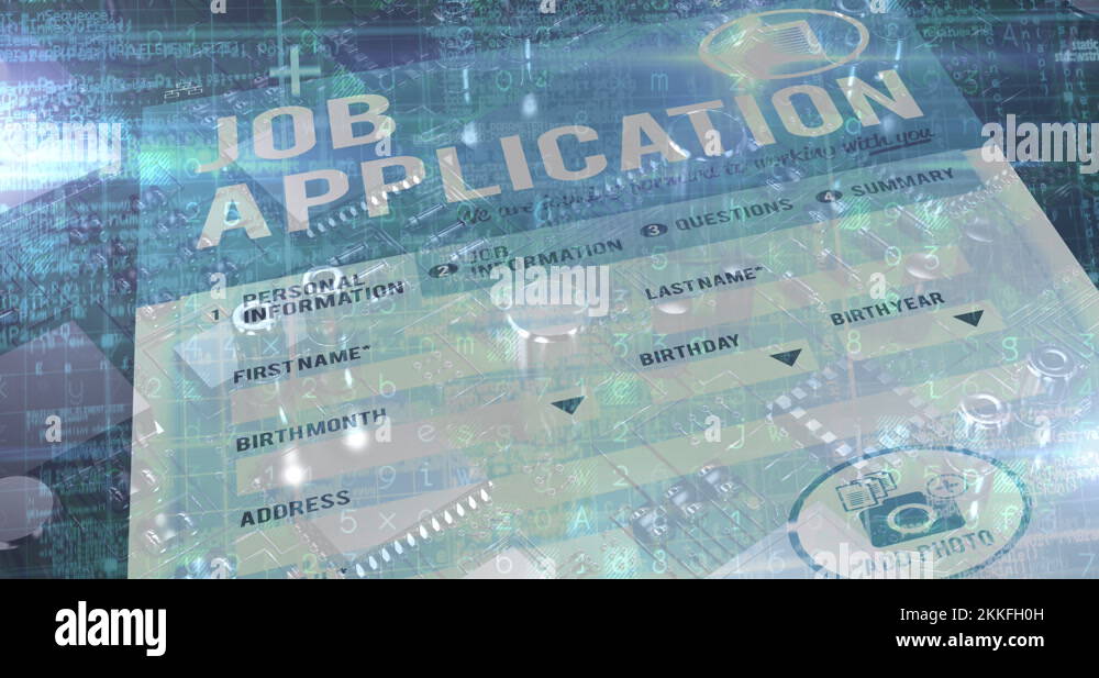 Animation of job application form pver a microprocessor with data and ...