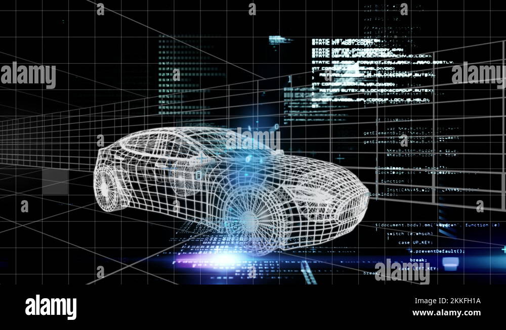 Animation of 3d car model going through a tunnel with floating data and ...