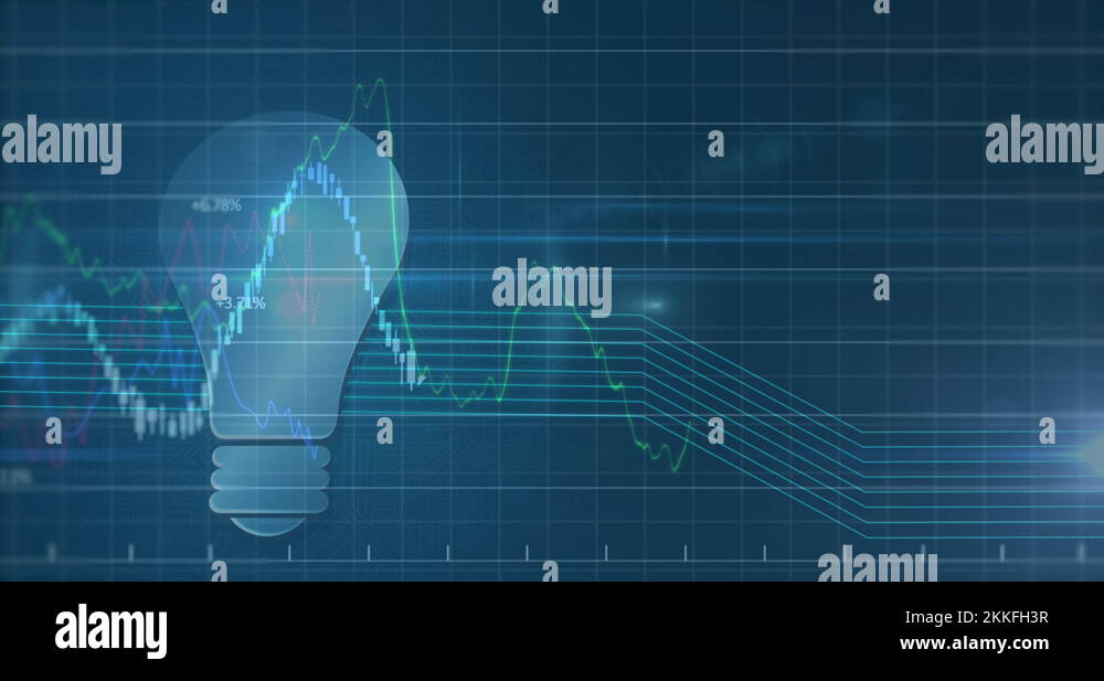 Animation of lightbulb icon with graph rolling over a grid Stock Video ...