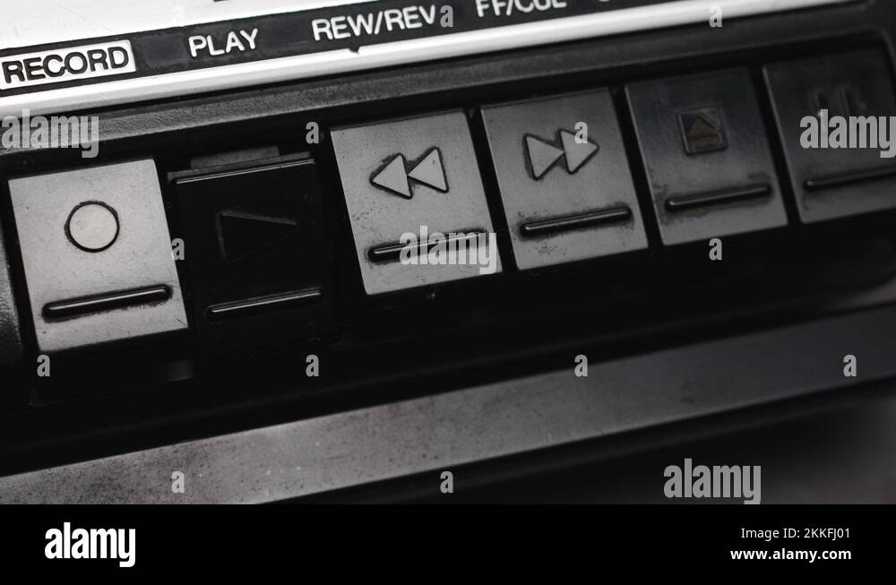 Pressing Stop Button On An Old Black Cassette Tape Recorder Stock Video ...