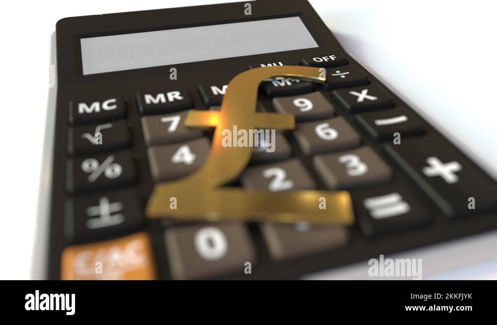 Pound currency symbol on the keys and PAY TAX text on calculator ...