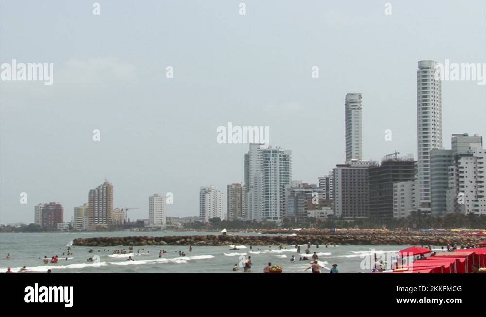 Famous Playa De Bocagrande (Bocagrande beach) in Cartagena, Colombia ...