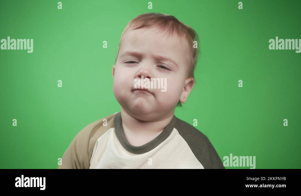 Close-up Portrait Little Caucasian Boy Kid with Serious Thinking ...