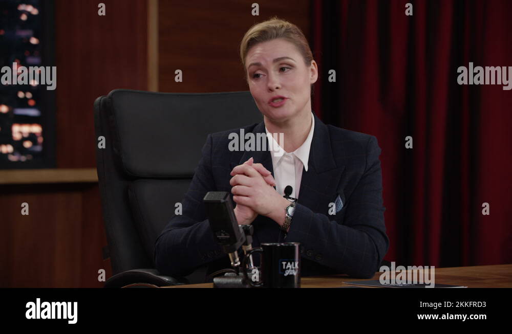 Late-night talk show female host having a conversation with celebrity ...