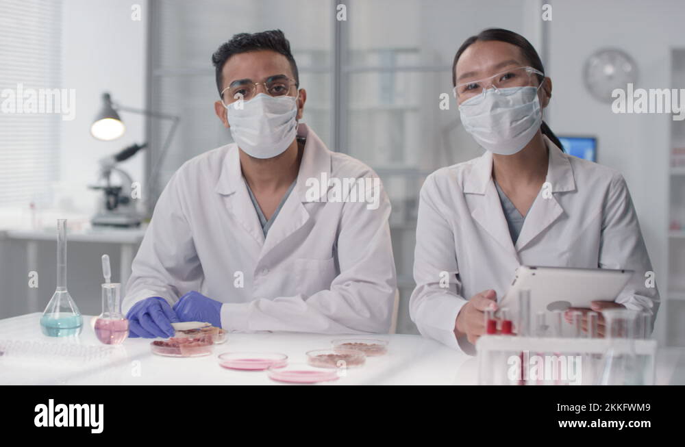 Portrait microbiology scientists in masks Stock Videos & Footage - HD ...