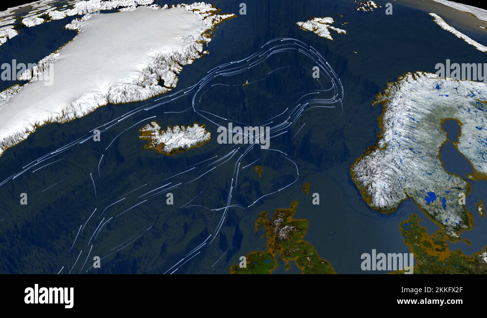 Gulf Stream. System of warm currents in the North Atlantic Stock Video ...
