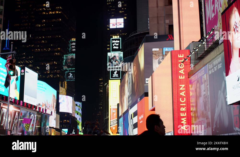 Times Square commercials on huge displays. Sightseeing and Landmark in ...