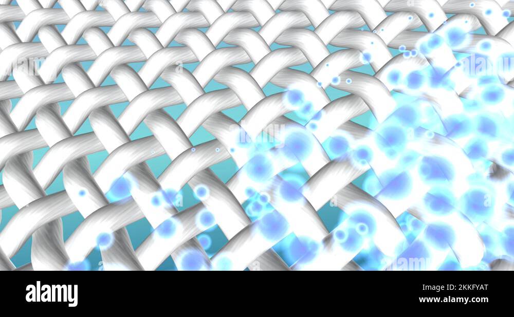 Washing powder ad 3d animation. Fabric fibers and fresh bubbles wave ...