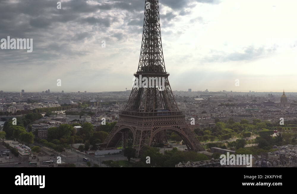 paris city center famous tower square riverside aerial panorama 4k ...