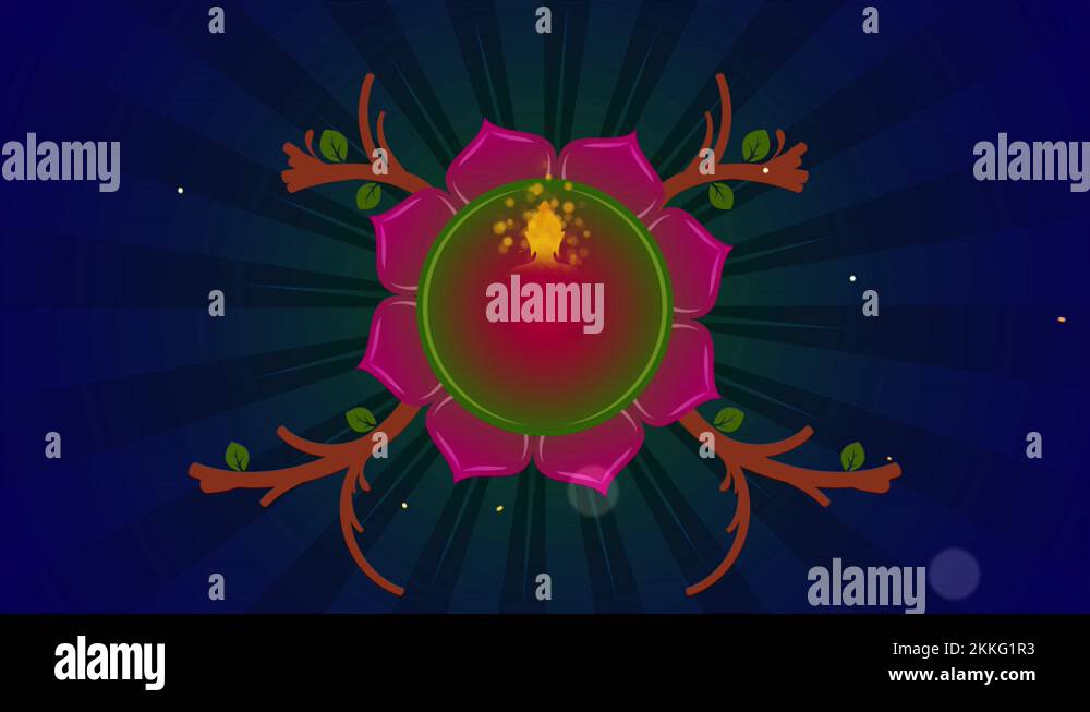 Meditating Buddha Silhouette Reveal Inside Rotating Padma Lotus Flower ...