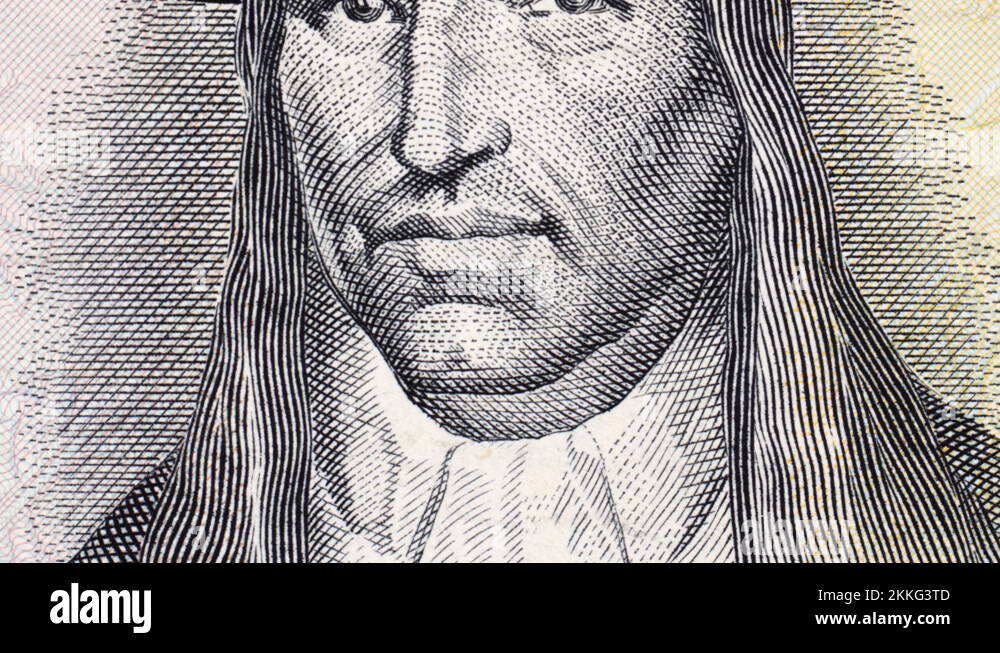 Tupac Amaru II portrait on Peru vintage banknote vertical tracking ...