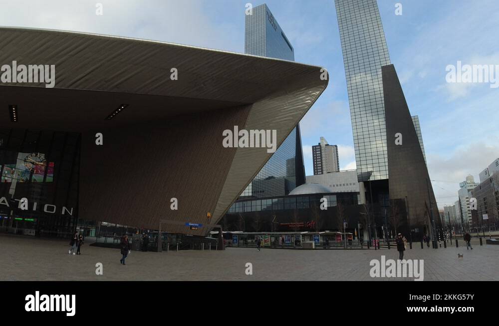 the Main Central Train Station in Rotterdam, skyscraper delftse poort ...