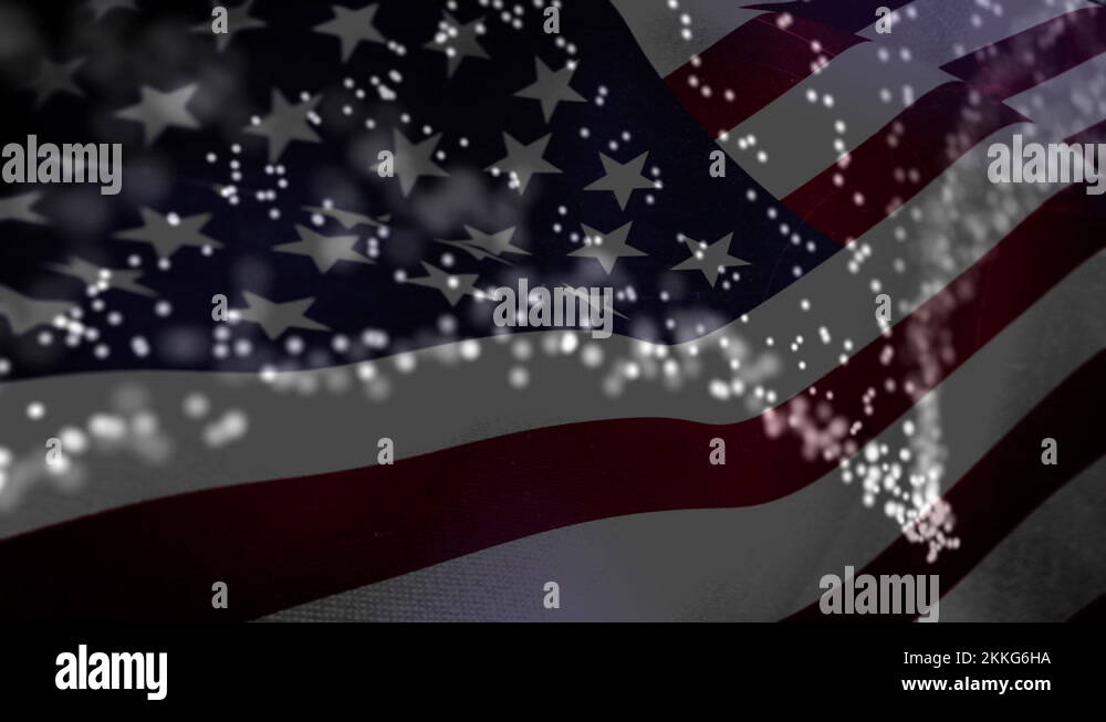 Digital composition of dna structure spinning against waving american ...