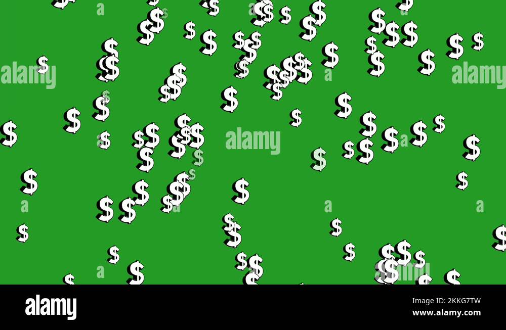 Falling 3D Dollar signs symbol 4k animation on green screen Stock Video ...