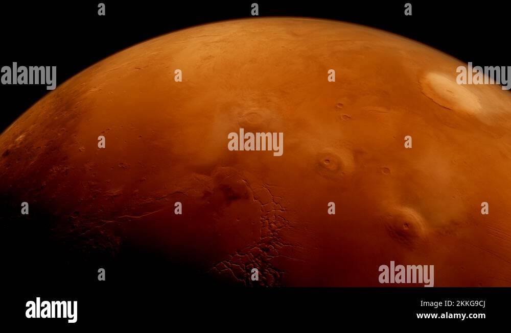 The red surface of Mars, seen from orbit. a high quality 4k animation ...