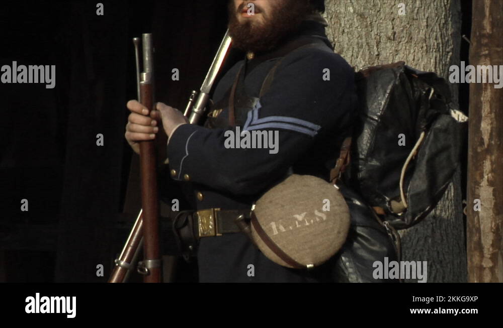 Civil War Union Soldier Re-enactor portraying Corporal of the "Iron ...