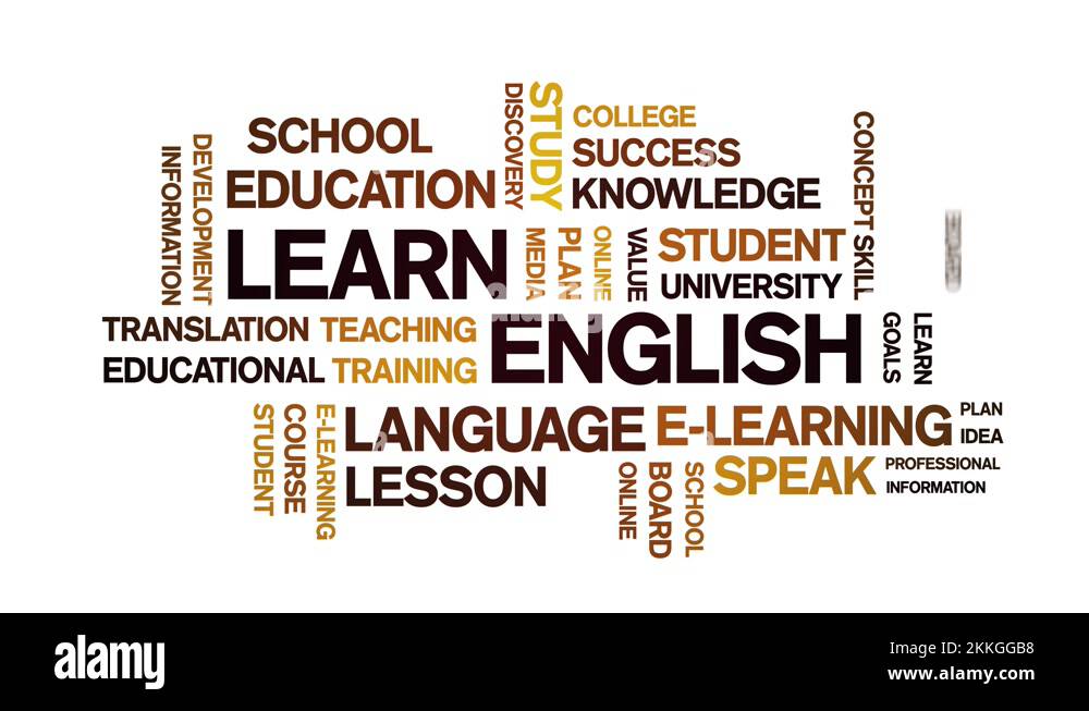 4k Learn English Animated Tag Word Cloud,Text Design Animation seamless ...