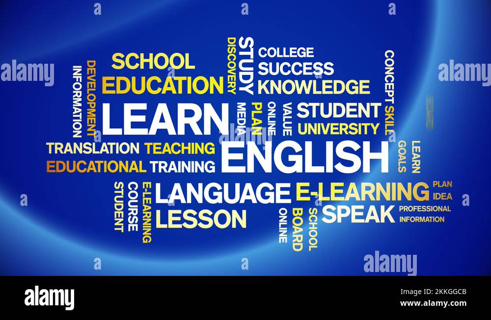 4k Learn English Animated Tag Word Cloud,Text Design Animation seamless ...