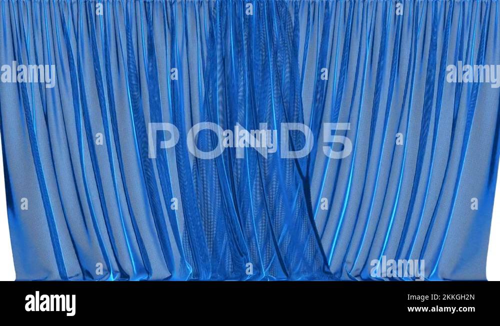 Blue transparent window curtains 3D animation rendered as PNG RGBA ...