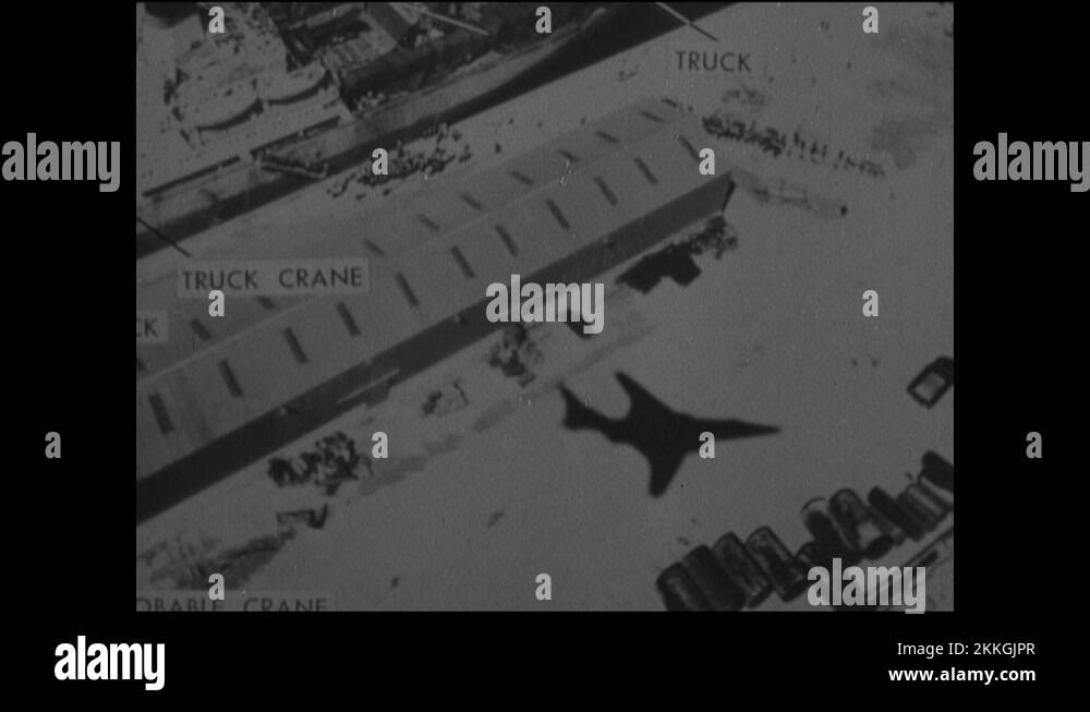 1960s: Window on church. Satellite image of military base, fighter jet ...