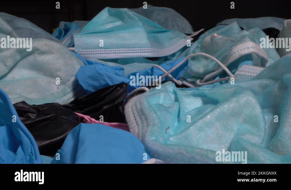 Covid-19 plastic medical waste. Discarded used old dirty mask. Plastic ...