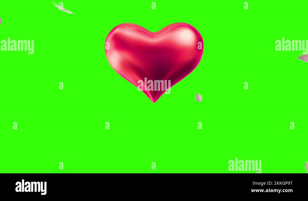 Animated red heart and leaves as background, green screen video Stock ...