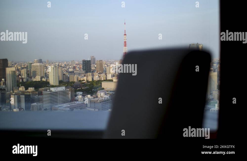 Time lapse Reveal Of Tokyo Tower From Hotel Room Window In Japan ...