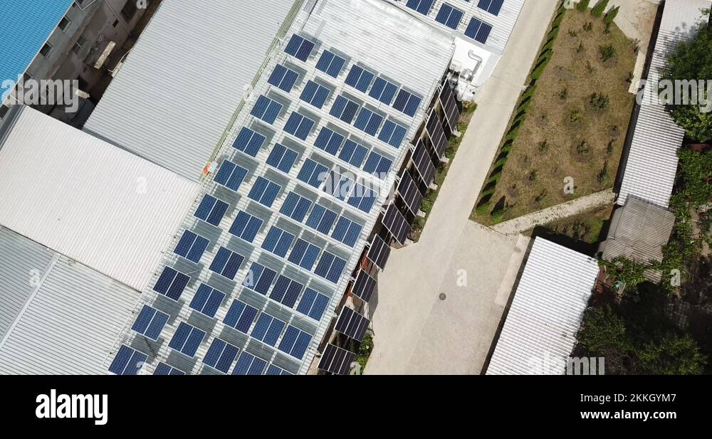 Rooftop and Vertical Solar Installation, Drone Tilt Down And Pull Back ...