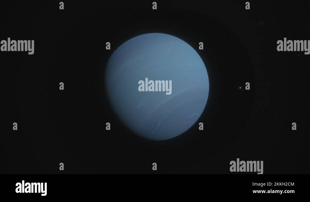 The beautiful blue gas giant Neptune rotates slowly through it's day ...