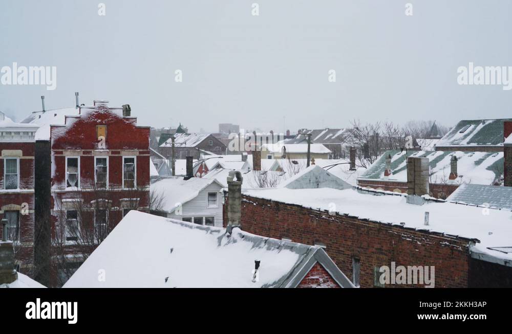 Snow Covered Homes in Urban Setting on Cold Winter Day Stock Video ...