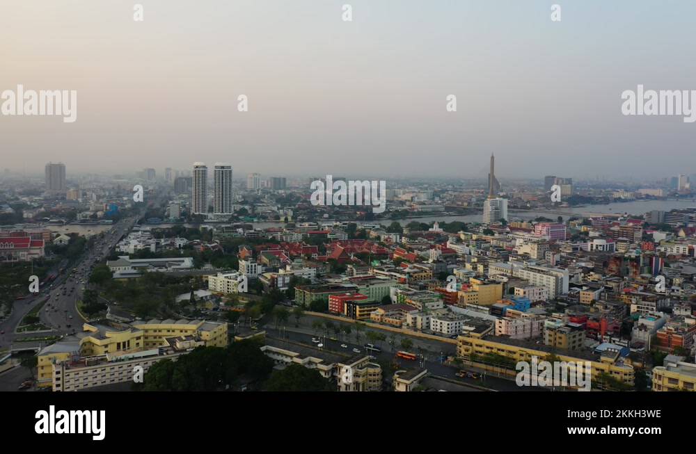 Bangkok Drone Thanon Somdet Phra Pin Klao Bridge Chao Phraya River ...