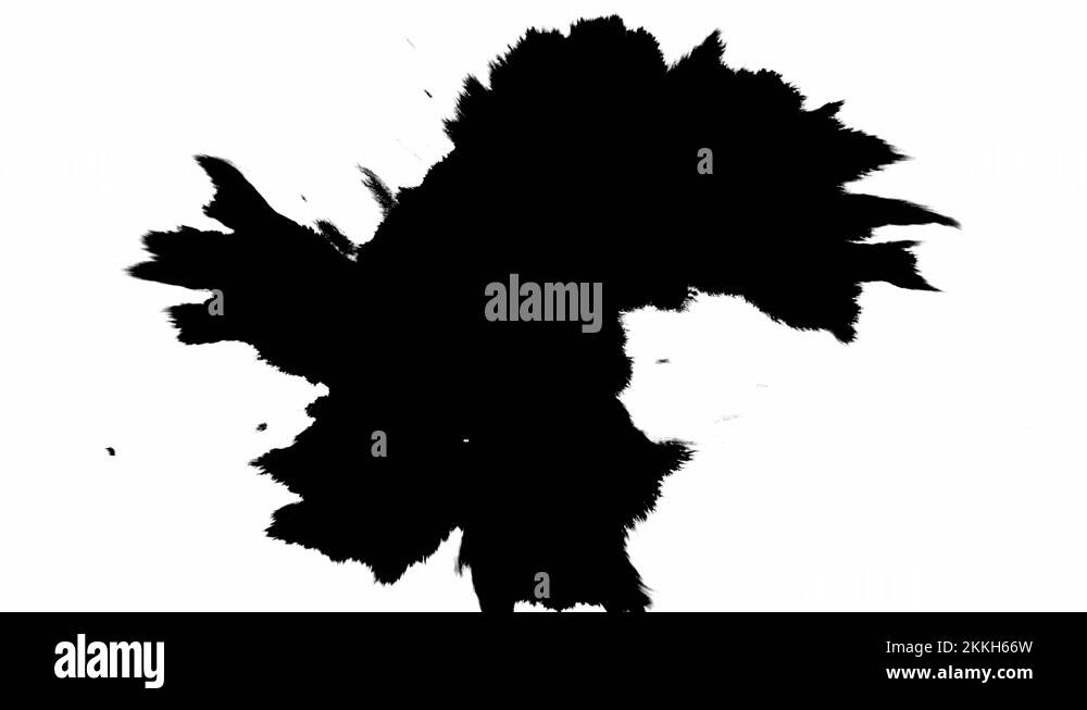 Ink bloom. black ink blots on isolated white background. ink drops ...