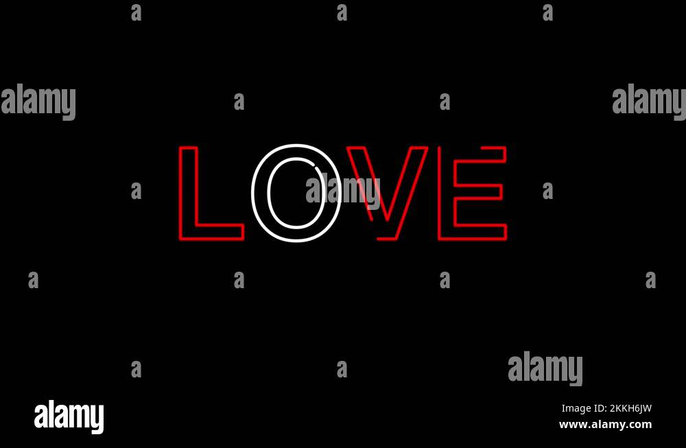 Stroke 2d animation of word LOVE in red color with white letter. 4k 2d ...