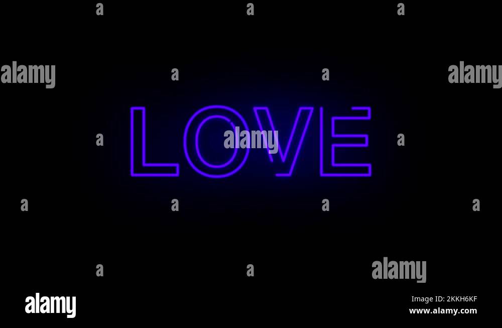 Stroke 2d animation of word LOVE in blue color with glow effect. 4k 2d ...