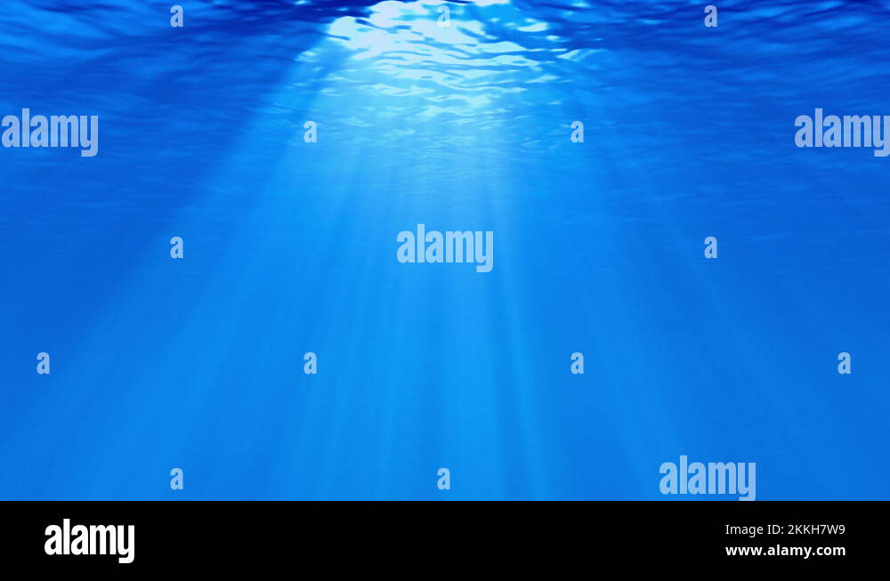 Underwater deep blue ocean waves with light rays. Seamless loop Stock ...