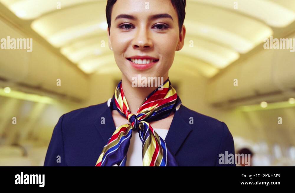 Cabin crew or air hostess working in airplane Stock Video Footage - Alamy
