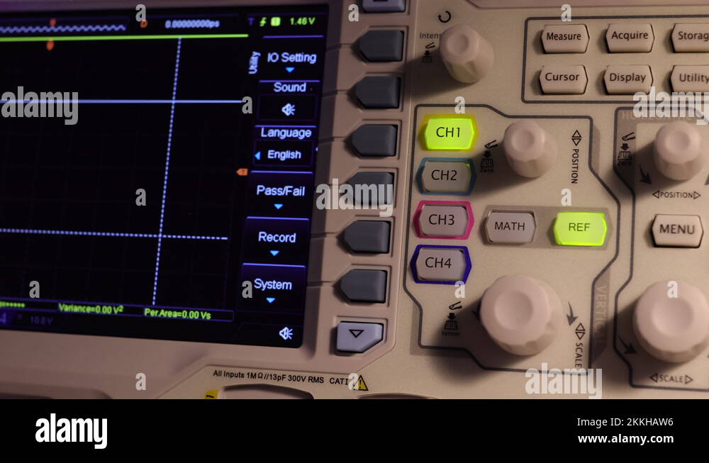 Close Up Of Oscilloscope In The Workplace. Different Amplitudes Of ... Close Up Of Oscilloscope In The Workplace. Different Amplitudes Of ...