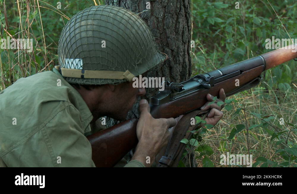 Portrayal WW2 U.S. Army G.I. with M-1 Garand Rifle circa 1944 ...