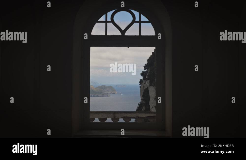 Amalfi coast seen through a window of a villa in Capri Stock Video ...