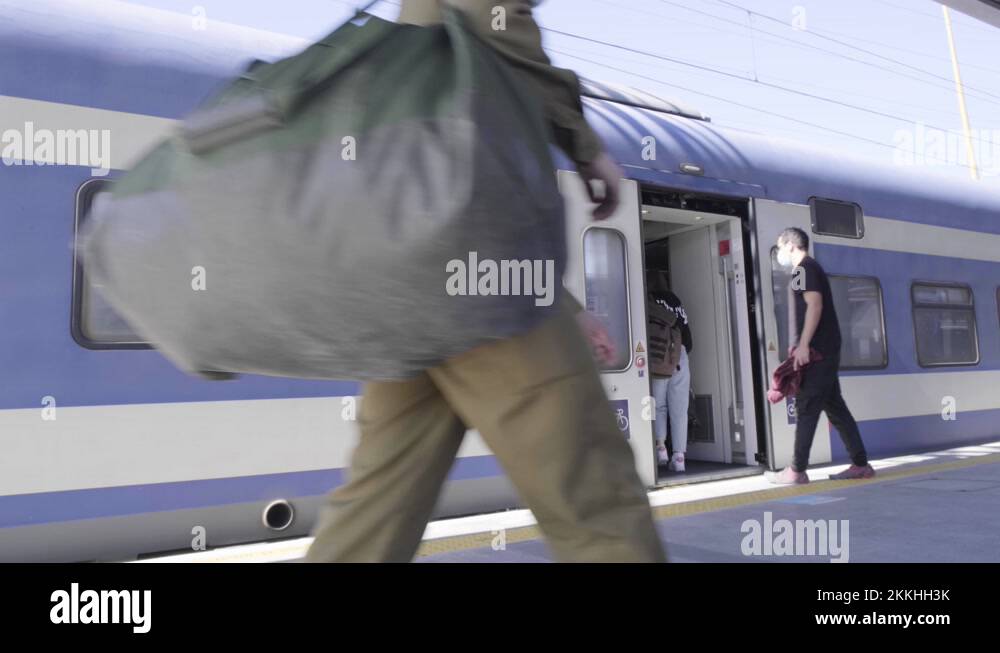 People Entering And Exiting Train in Tel aviv. A Modern Subway Israel ...