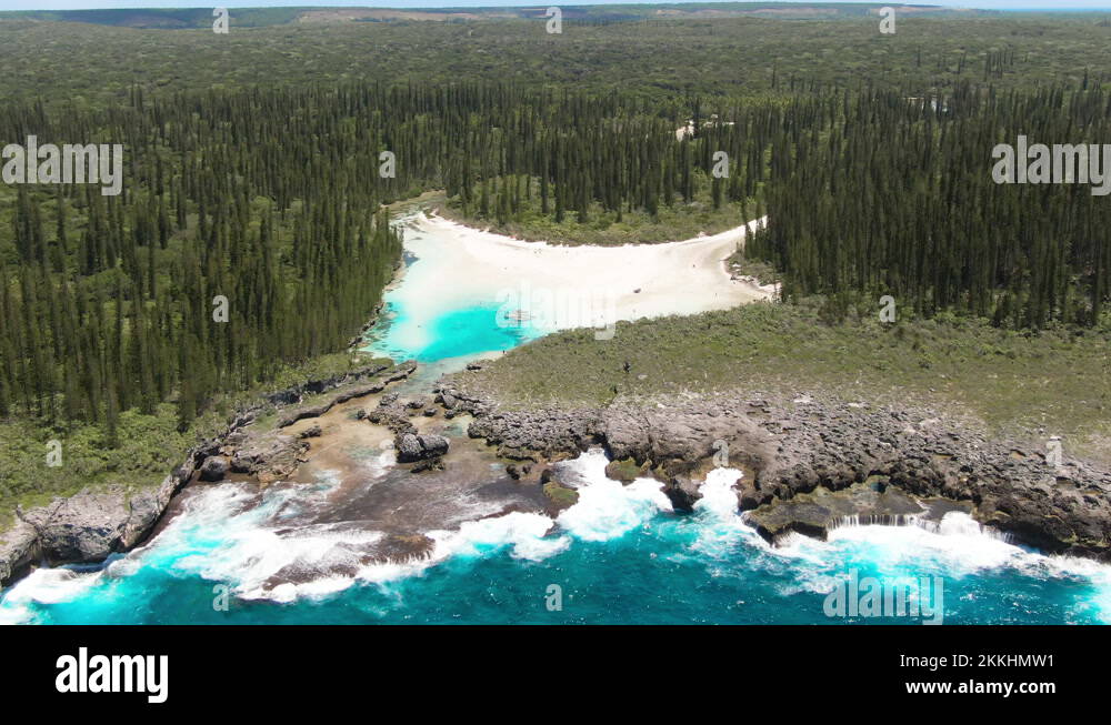 Aerial of Natural Pool, on Isle of Pines in New Caledonia. Ile des pins ...