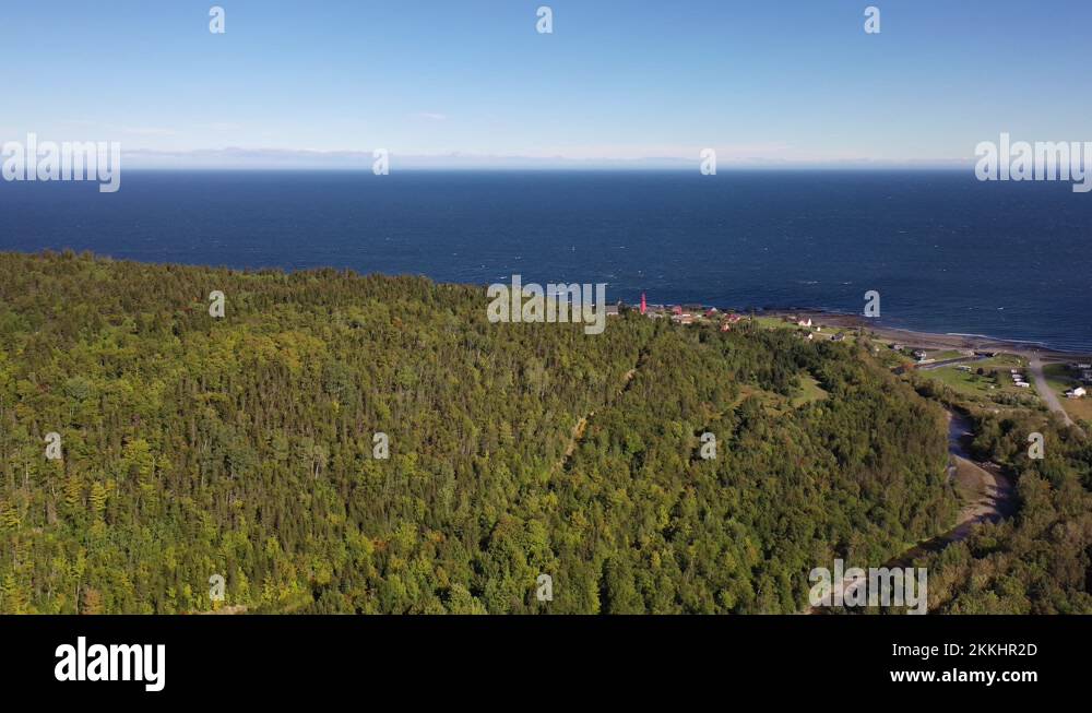 Aerial Spectacular Shot Of Riviere a la Martre In Gaspésie, Quebec ...