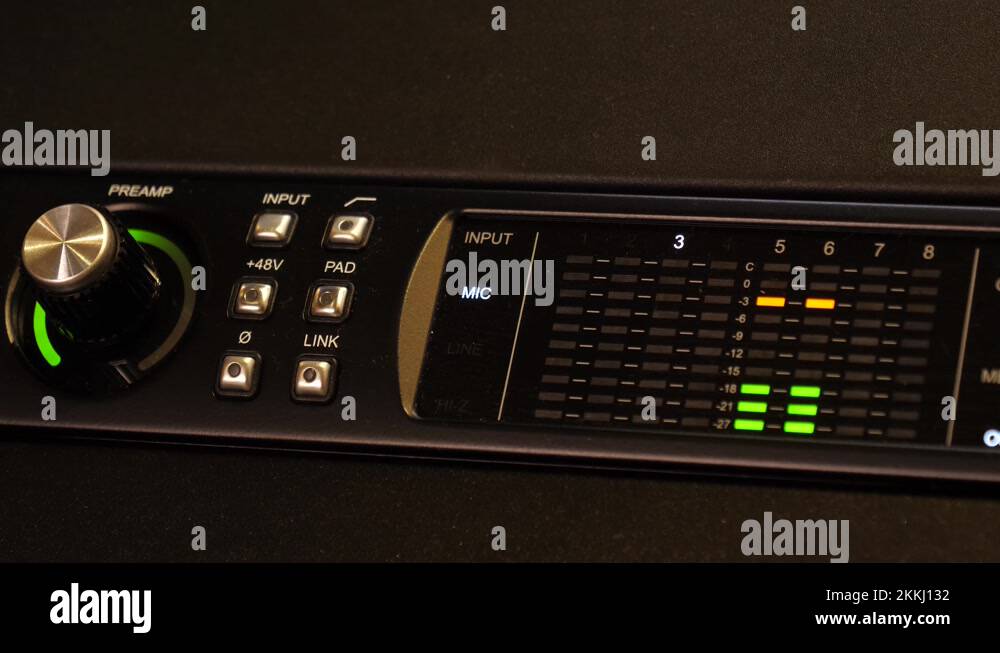 Audio signal levels monitoring audio console on a digital sound ...