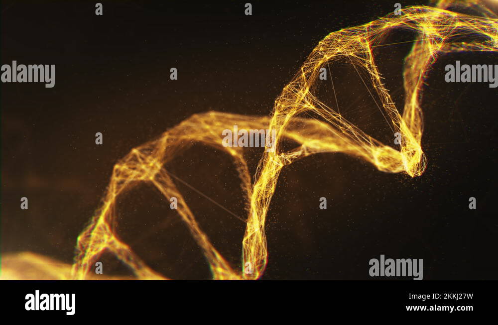Close-up Binary Molecules Structure DNA Nano Model Rotating Bright 3D ...