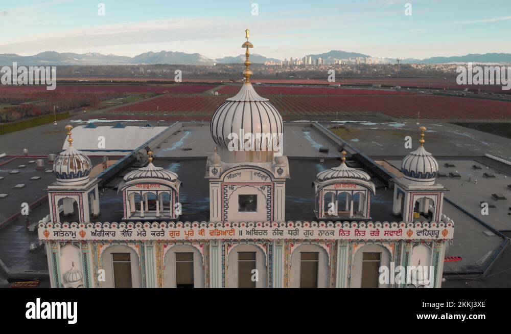 Drone 4K Footage front facade of Sikh temple with beautiful and ...