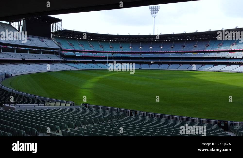 Drone footage reveals empty Melbourne Cricket Ground (MCG Stadium Stock ...