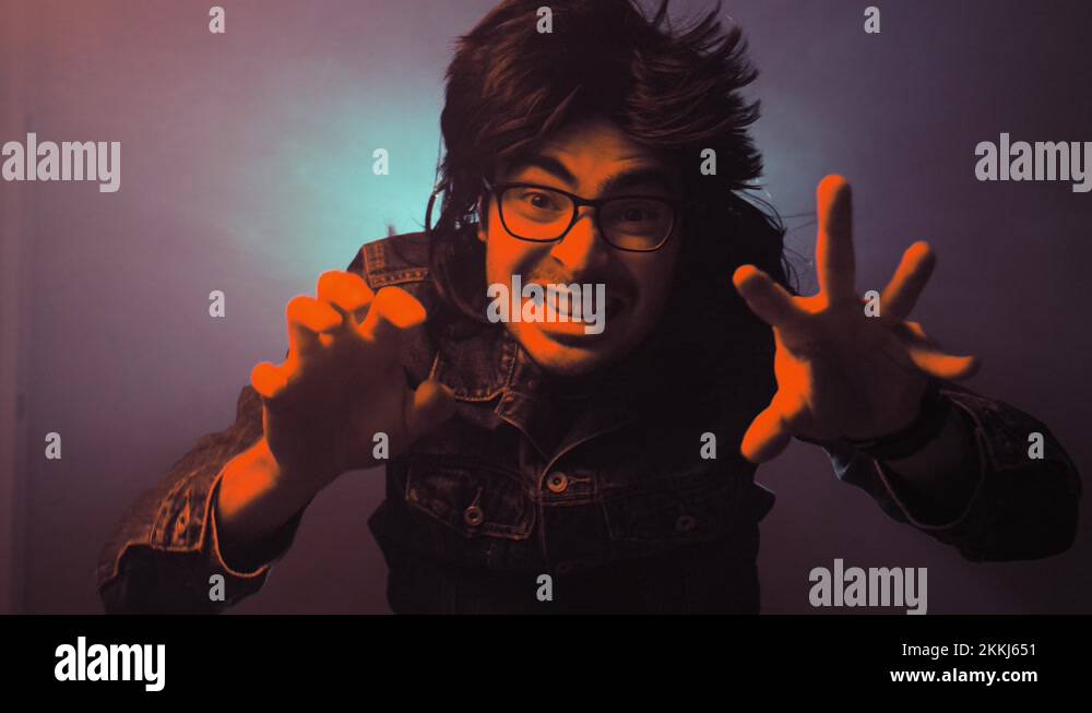 Scary Demonic Possessed Man Looking at The Camera Stock Video Footage ...