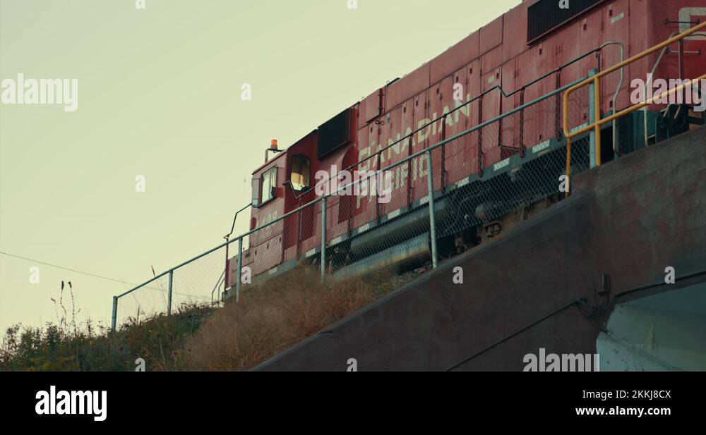 Canadian Pacific Railway Diesel Engine Locomotive Freight Train Idling ...